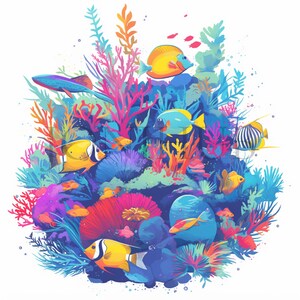 Vibrant Coral Reef Fish Clipart | 10 High Quality Jpg's | Digital ...