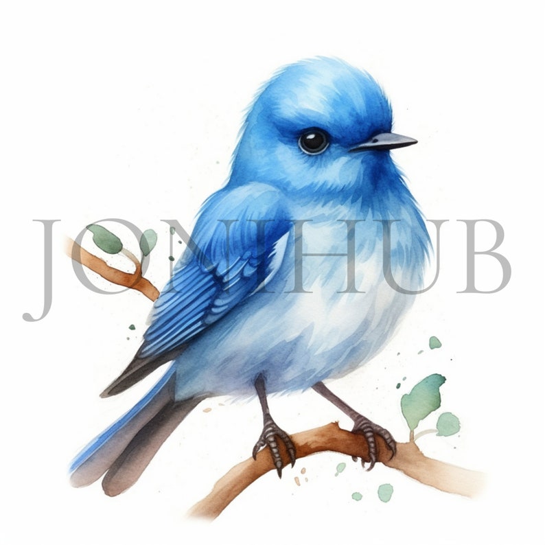Watercolor Blue Bird Clipart 10 High Quality Jpg's Digital Download ...