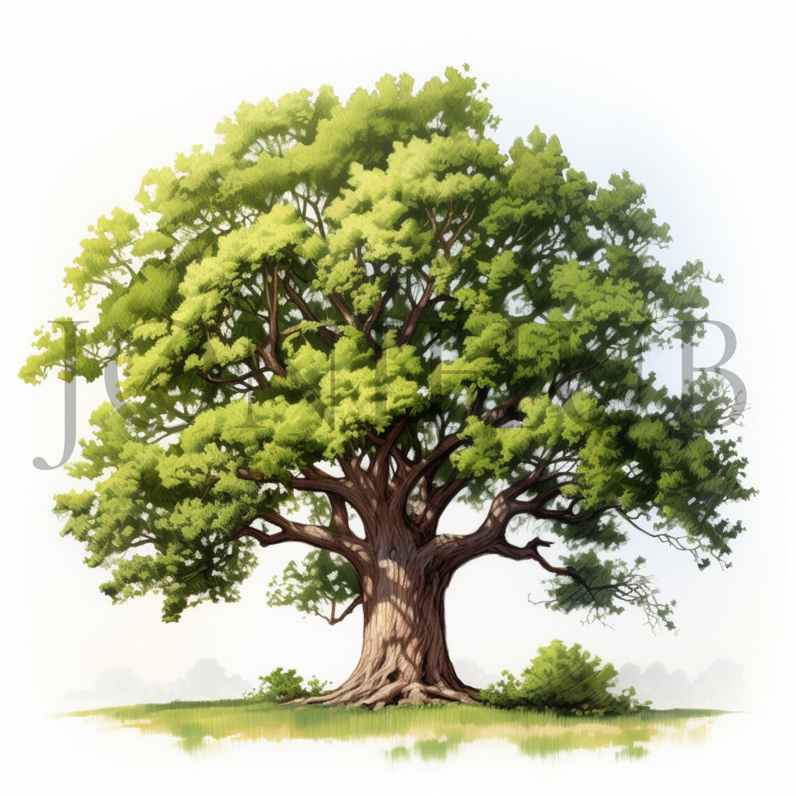 Oak Trees Clipart 10 High Quality Jpg's Digital Download Nature Art ...