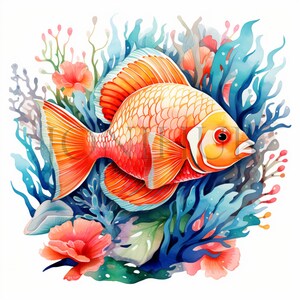 Vibrant Coral Reef Fish Clipart | 10 High Quality Jpg's | Digital ...