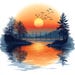 Sunset Over Lake Clipart | 10 High Quality Jpg's | Digital Download ...