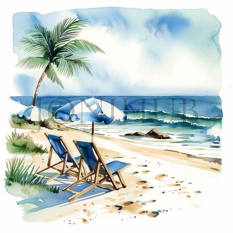Beach Scenes Clipart | 10 High Quality Jpg's | Digital Download | Ocean ...