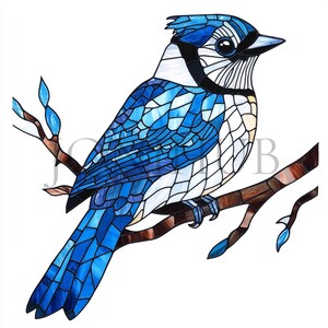 Stained Glass Blue Jay Clipart | 10 High Quality Jpgs | Digital ...