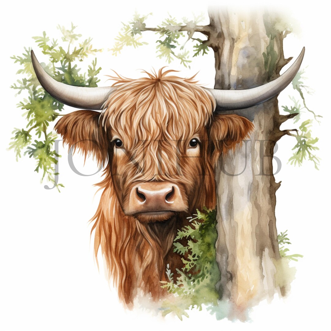 Hidden Highland Cows Clipart | 10 High Quality Jpg's | Digital Download ...