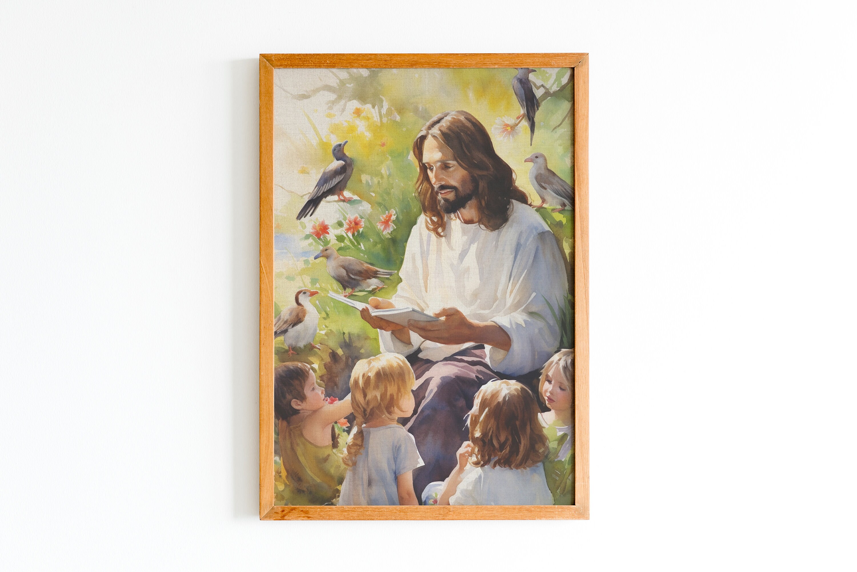 Jesus With Children Printable Jesus With Little Children Painting ...