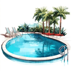 Summer Pool Clipart | 10 High Quality Jpg's | Digital Download | Pool ...