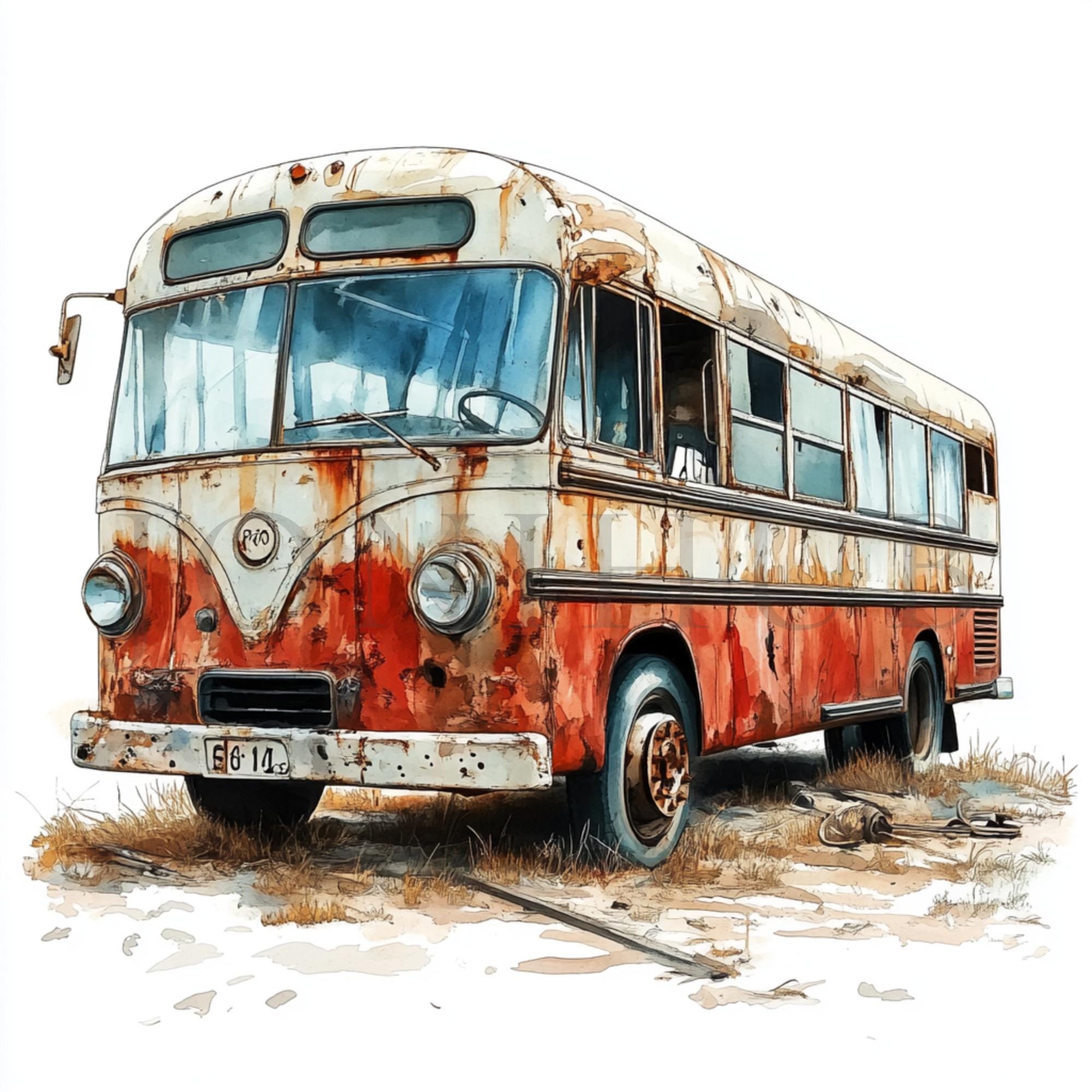 Abandoned Bus Clipart | 10 High Quality Jpgs | Instant Digital Download ...
