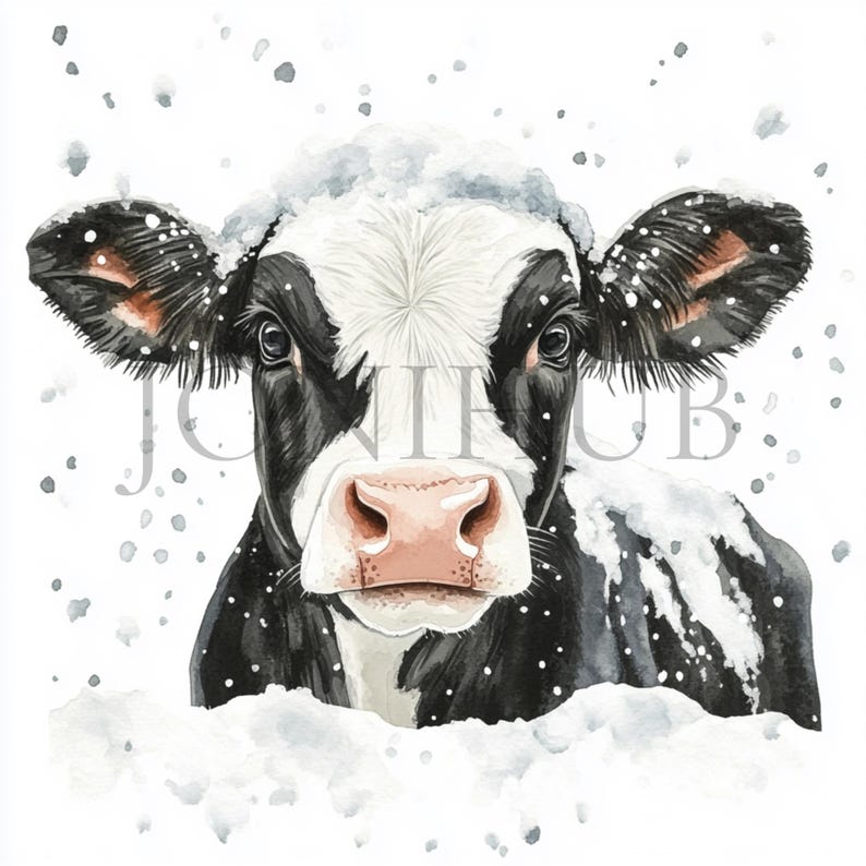 Cow and Snow Clipart | 10 High Quality Jpg's | Digital Download ...