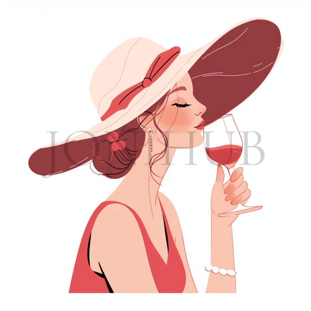 Woman Drinking Wine Clipart 10 High Quality Jpg S Digital Download