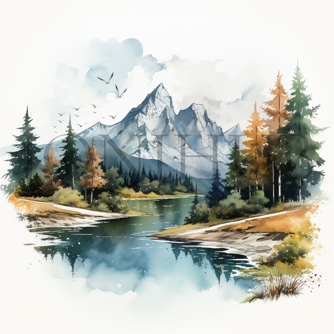 Mountain Landscape Clipart 10 High Quality Jpgs Digital Download Scenic ...