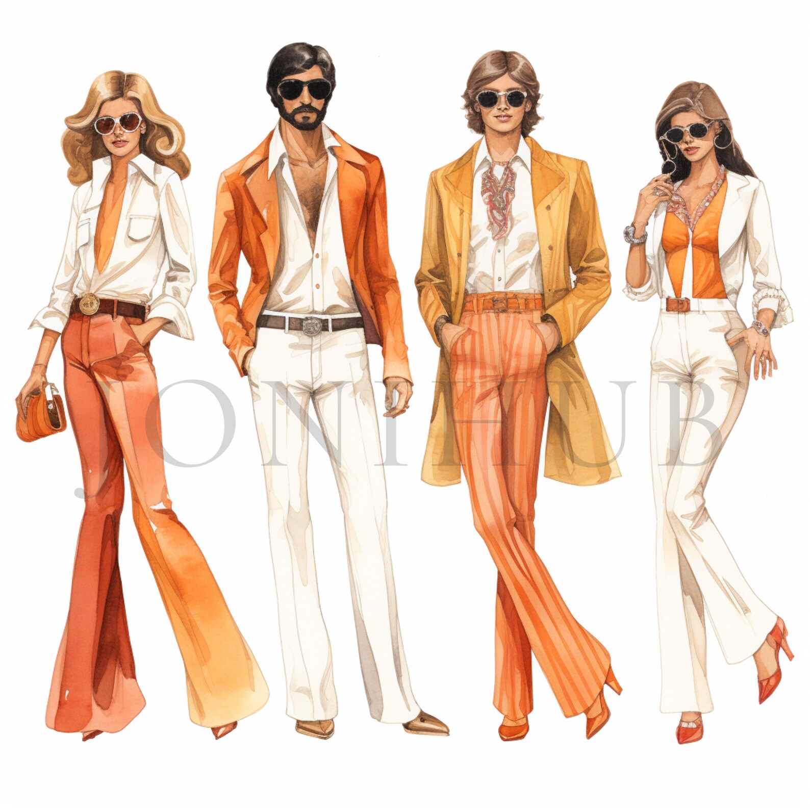 70s Fashion Clipart 10 High Quality Jpg's Digital Download Fashion ...