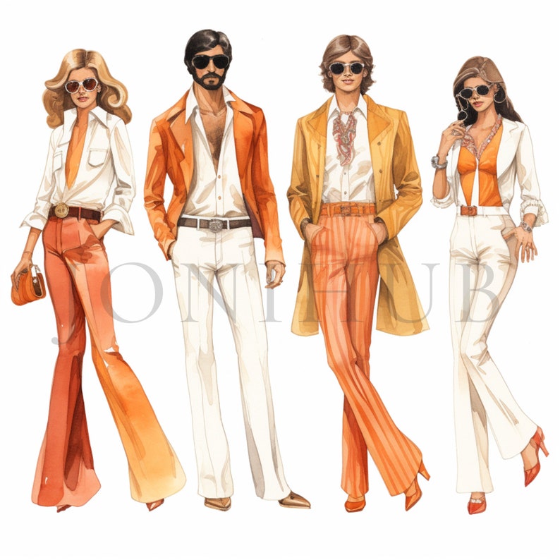 70s Fashion Clipart 10 High Quality Jpg's Digital Download Fashion ...