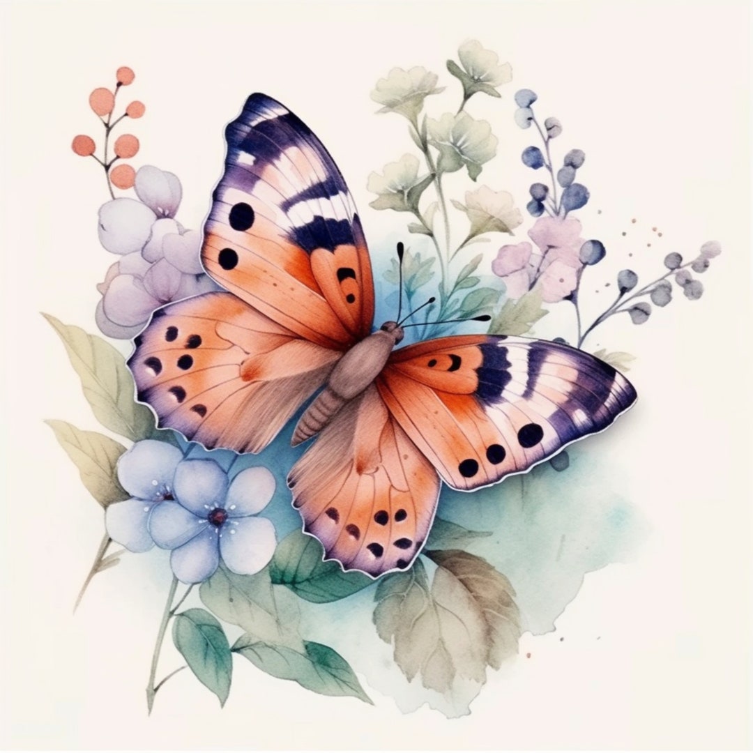 Flowers Butterfly Clipart | Nursery Art | Card Making | Butterfly ...