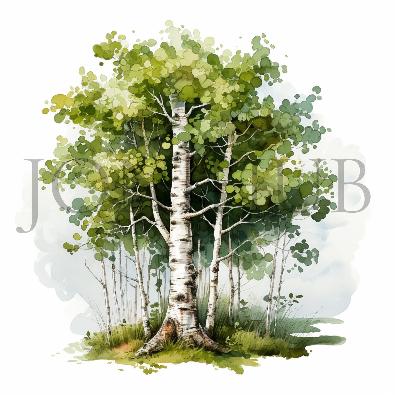 Forest Birch Trees Clipart | 10 High Quality Jpg's | Digital Download ...