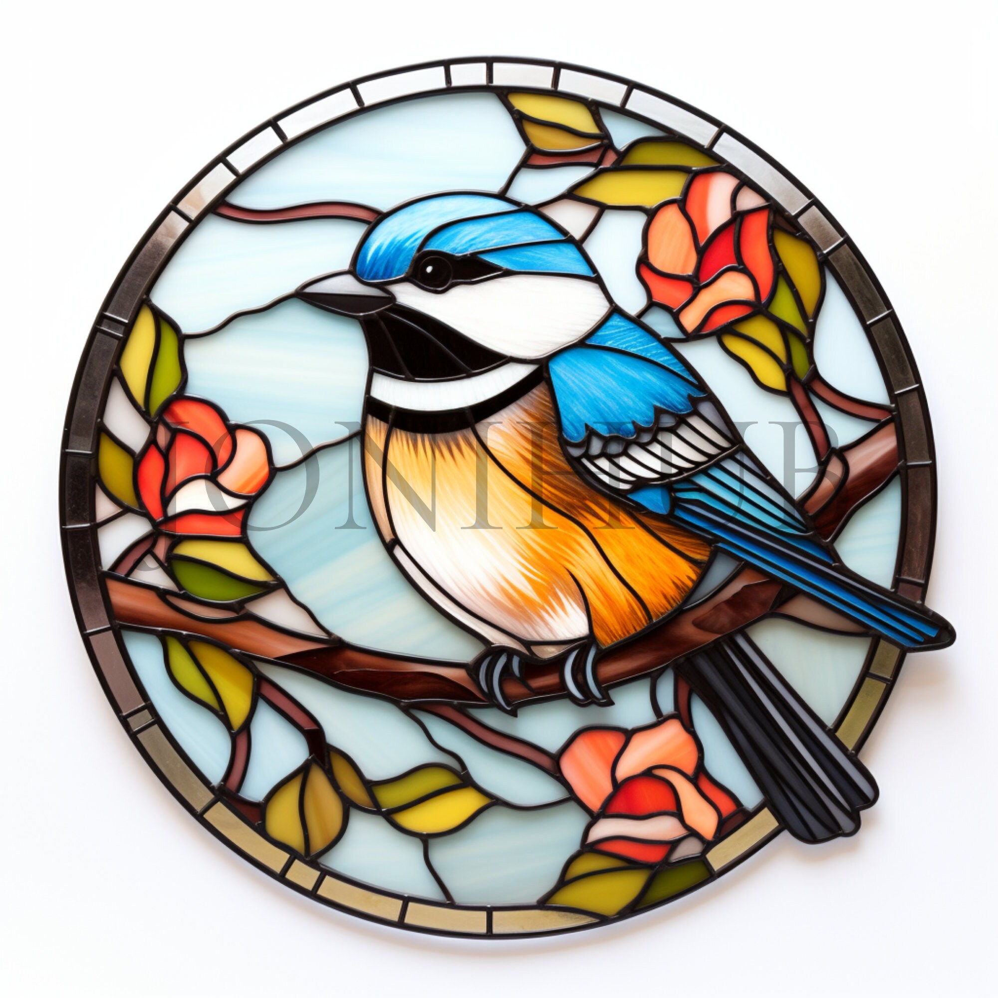 Stained Glass Chickadee | 10 High Quality Jpg's | Digital Download ...