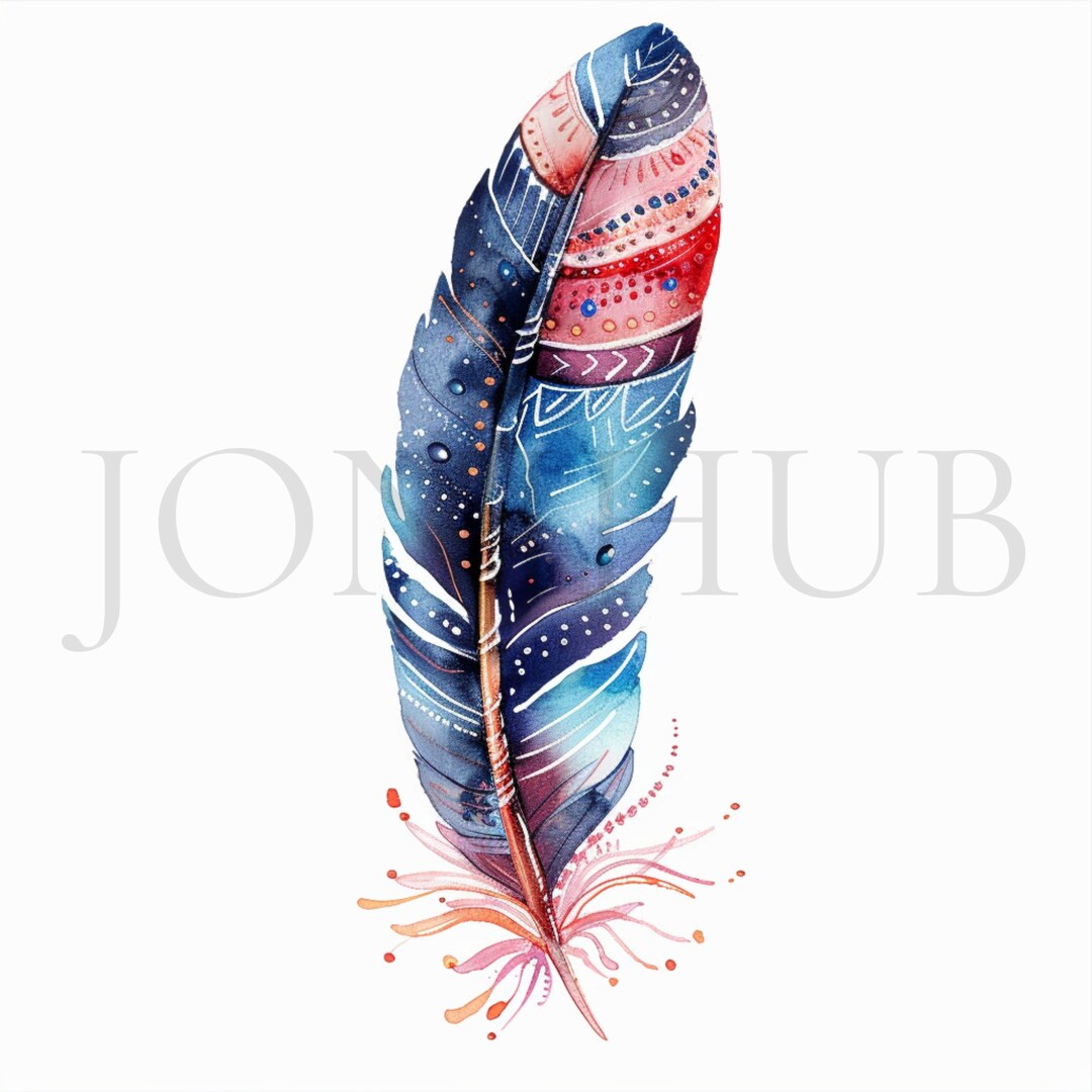 Boho Feather Clipart | 10 High Quality Jpgs | Digital Download | Card ...