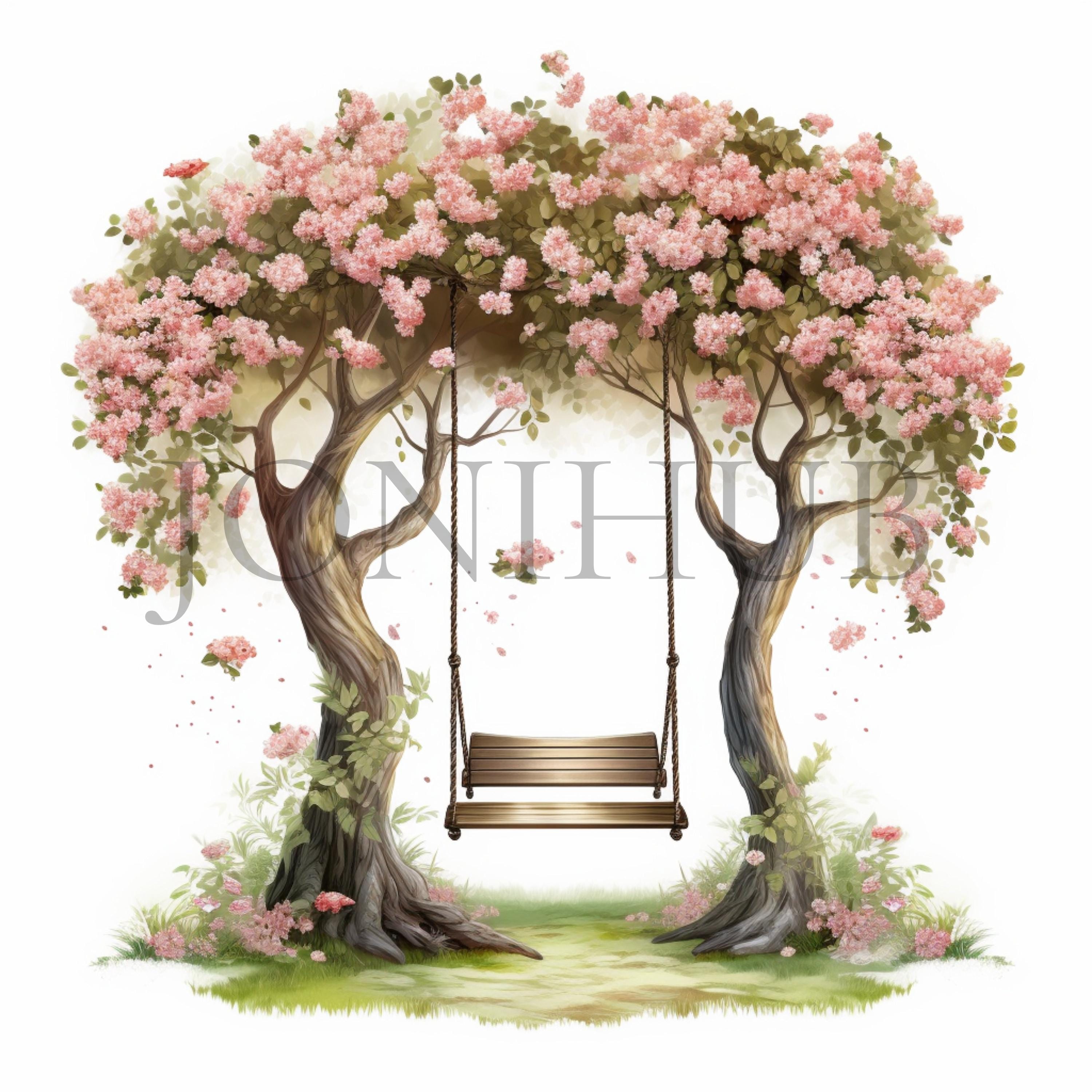 Swing in Tree Clipart 10 High Quality Jpgs Digital Download Outdoor ...