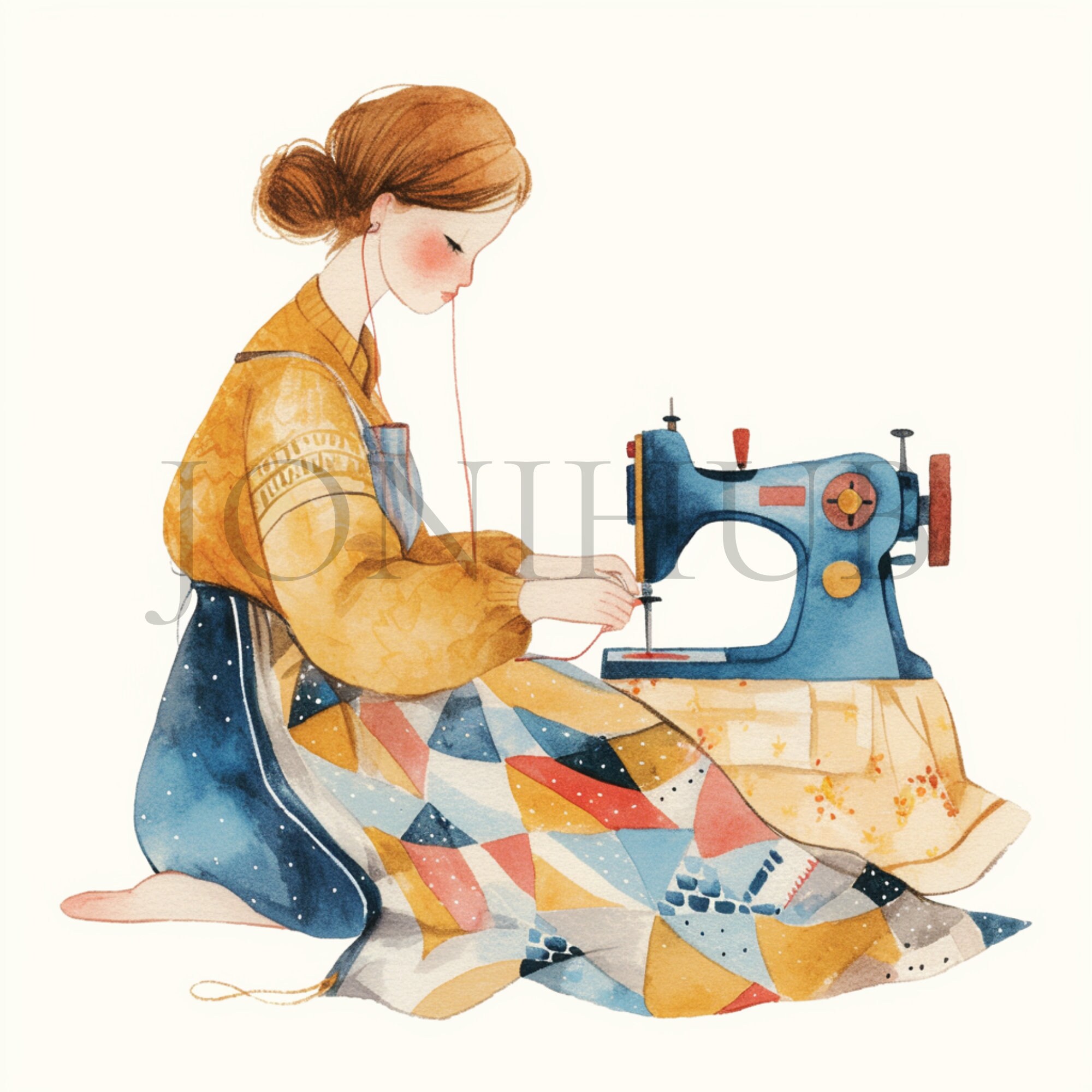Woman Sewing Clipart 10 High Quality Jpg's Digital Download Digital ...