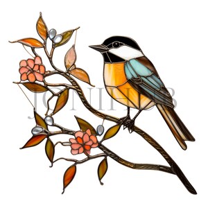 Stained Glass Chickadee | 10 High Quality Jpg's | Digital Download ...