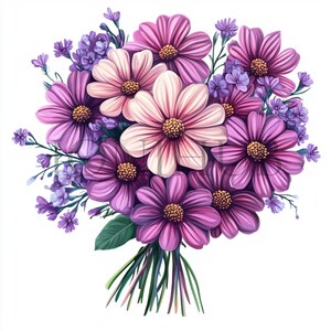 Purple Flowers Bouquet Clipart | 10 High Quality Jpg's | Digital ...