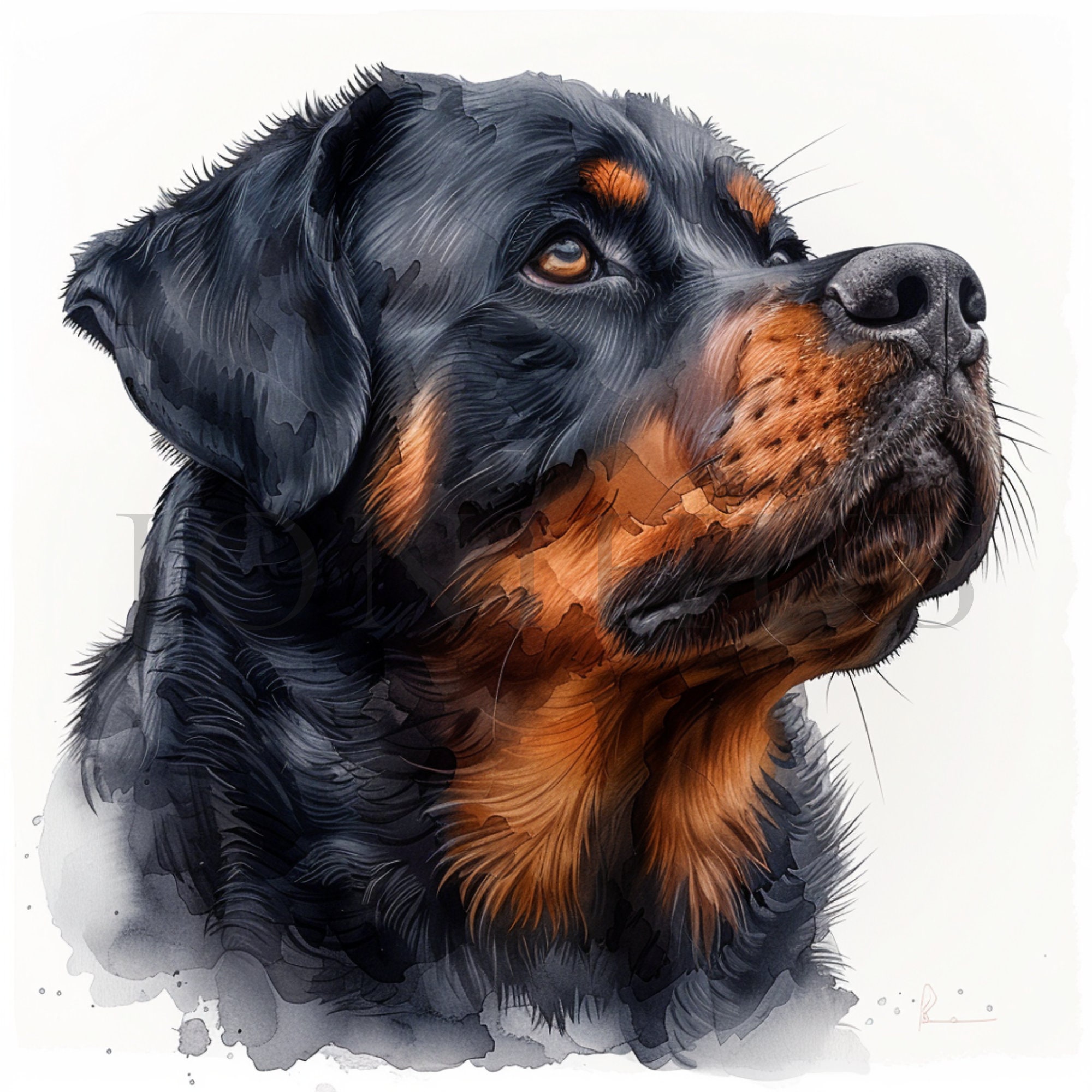 Watercolor Rottweiler Clipart 10 High Quality Jpgs Digital Download Dog ...