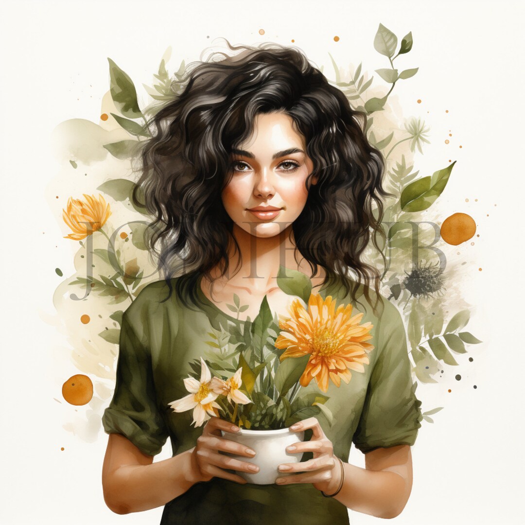 Women With Plants Clipart | 10 High Quality Jpg's | Digital Download ...
