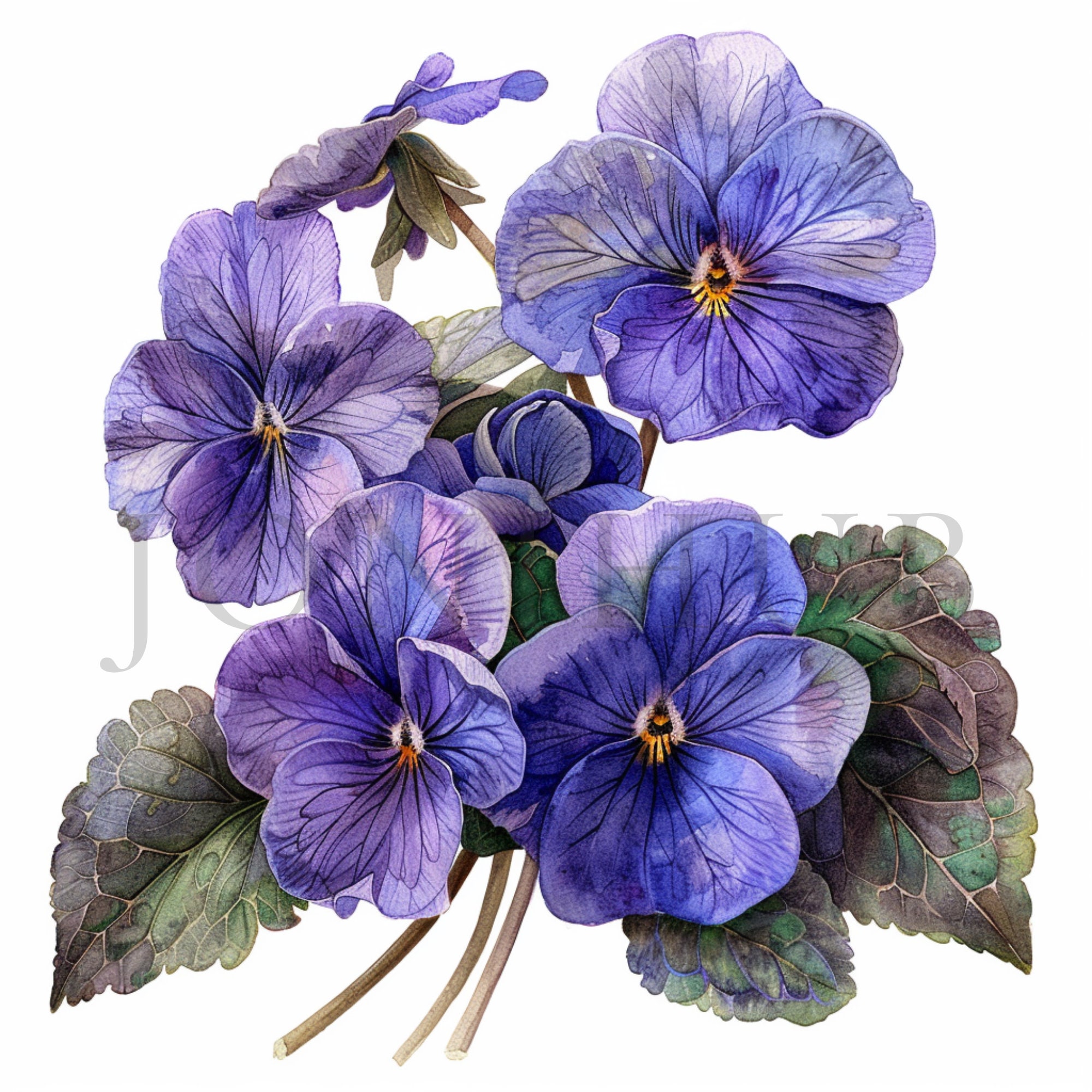 Violets Clipart | 10 High Quality Jpgs | Digital Download | Floral ...