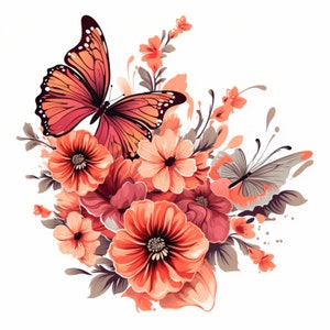 Flowers Butterfly Clipart | 10 High Quality Jpgs | Nursery Art | Card ...