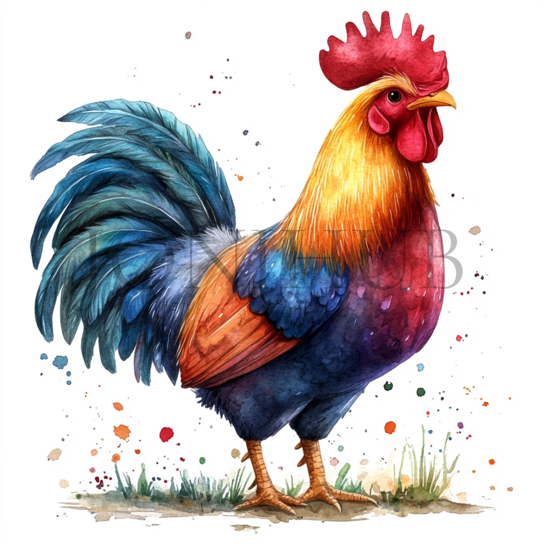 Coloured Rooster Clipart | 10 High Quality Jpg's | Digital Download ...