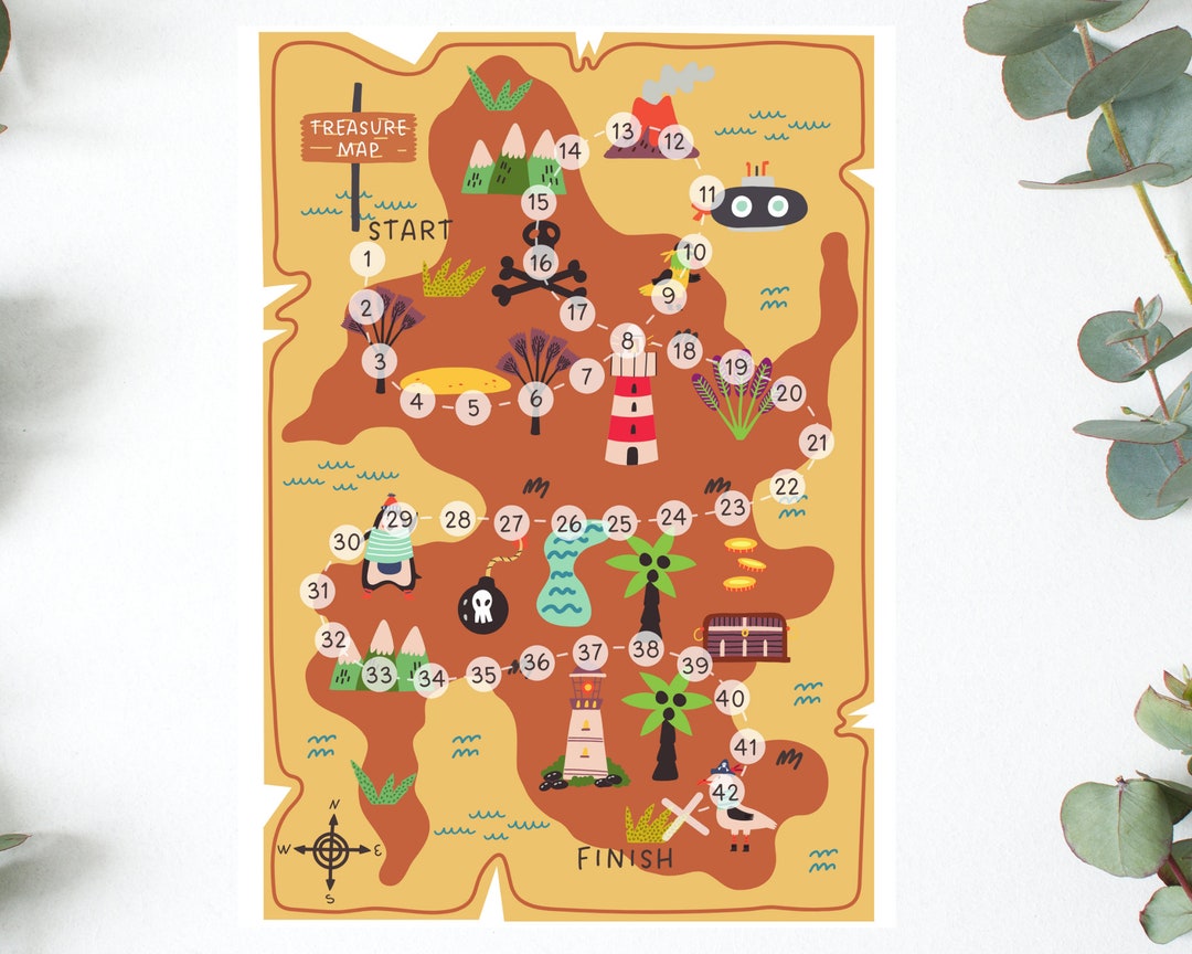 Vertical Children Treasure Map, Games, Kids, Printable Instant Download ...