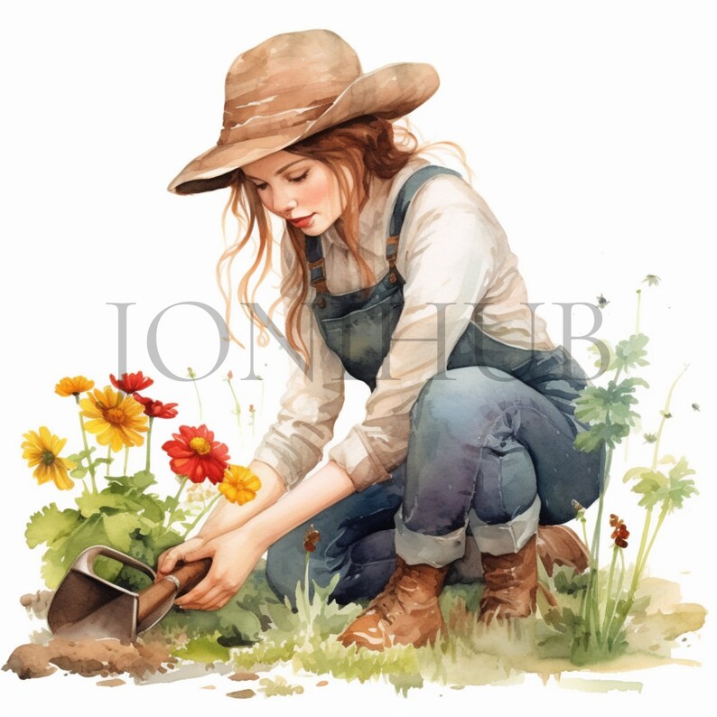 Women Gardening Clipart | 10 High Quality Jpg's | Digital Download ...