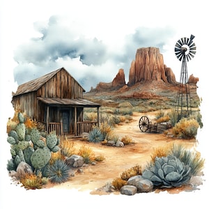 Old West Landscape Clipart | 10 High Quality Jpgs | Instant Digital ...