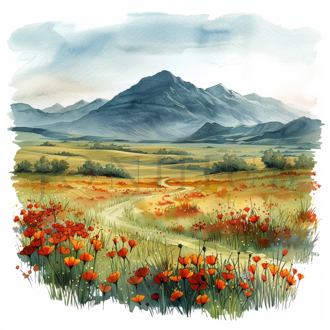 Steppe Landscape Clipart | 10 High Quality Jpgs | Digital Download ...