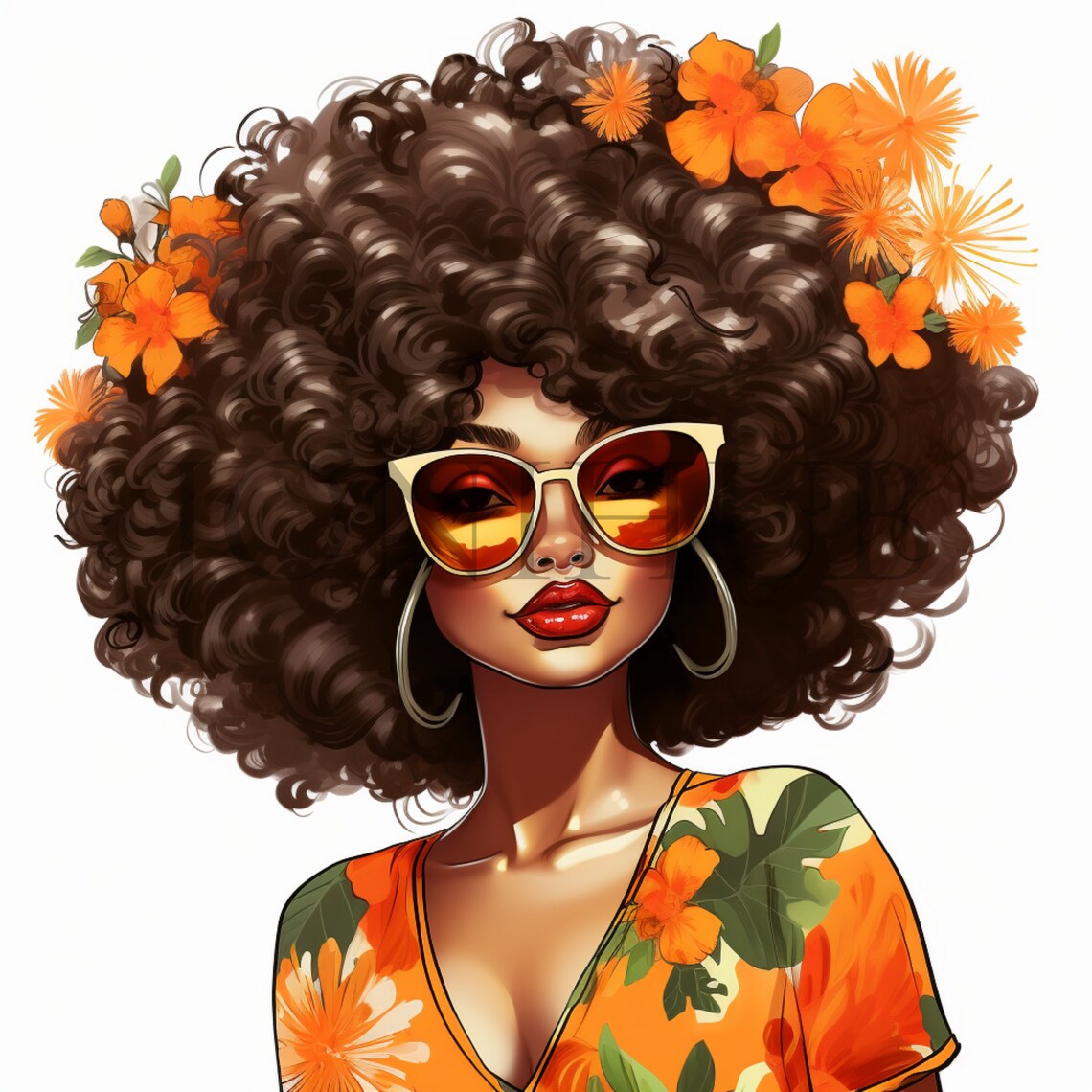 Afro Woman Clipart 10 High Quality Jpg's Digital Download Afro Girl ...