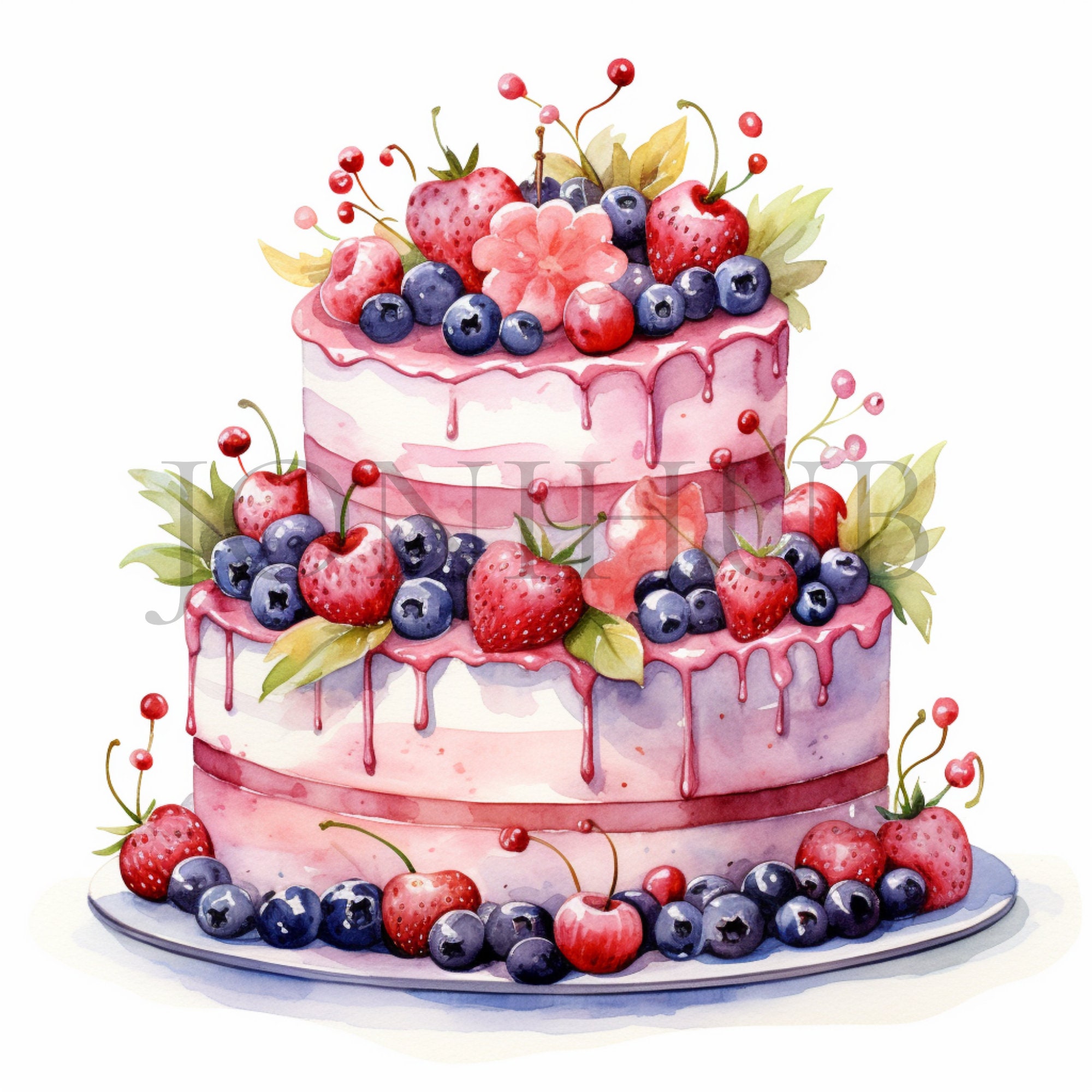 Birthday Cakes Clipart | 10 High Quality Jpg's | Digital Download ...
