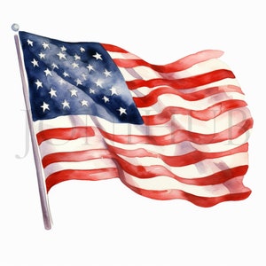 Watercolor American Flag Clipart | 10 High Quality Jpgs | Digital ...