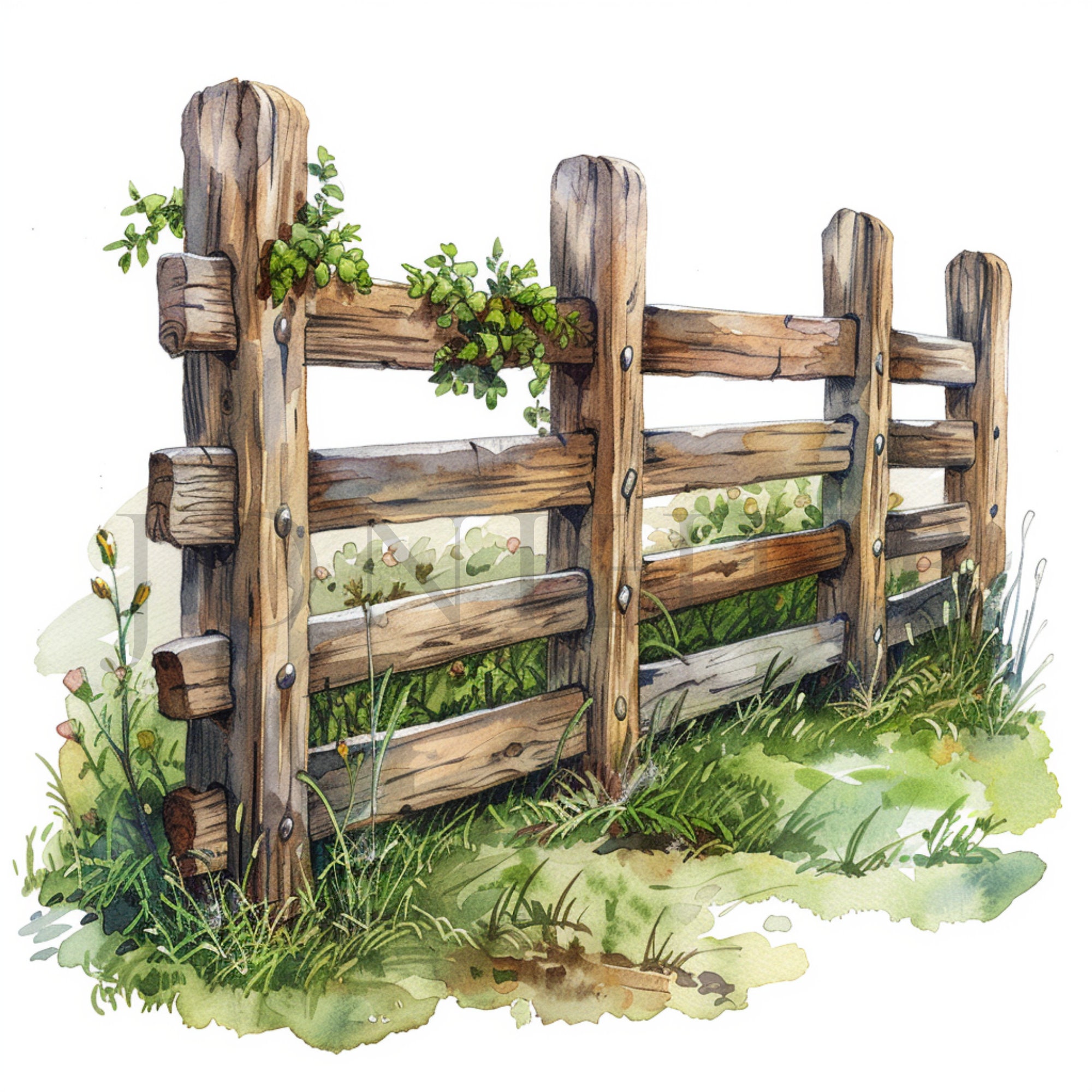 Wooden Fences Clipart | 10 High Quality Jpg's | Digital Download ...