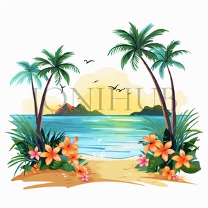 Summer Scene Clipart | 10 High Quality Jpg's | Digital Download ...