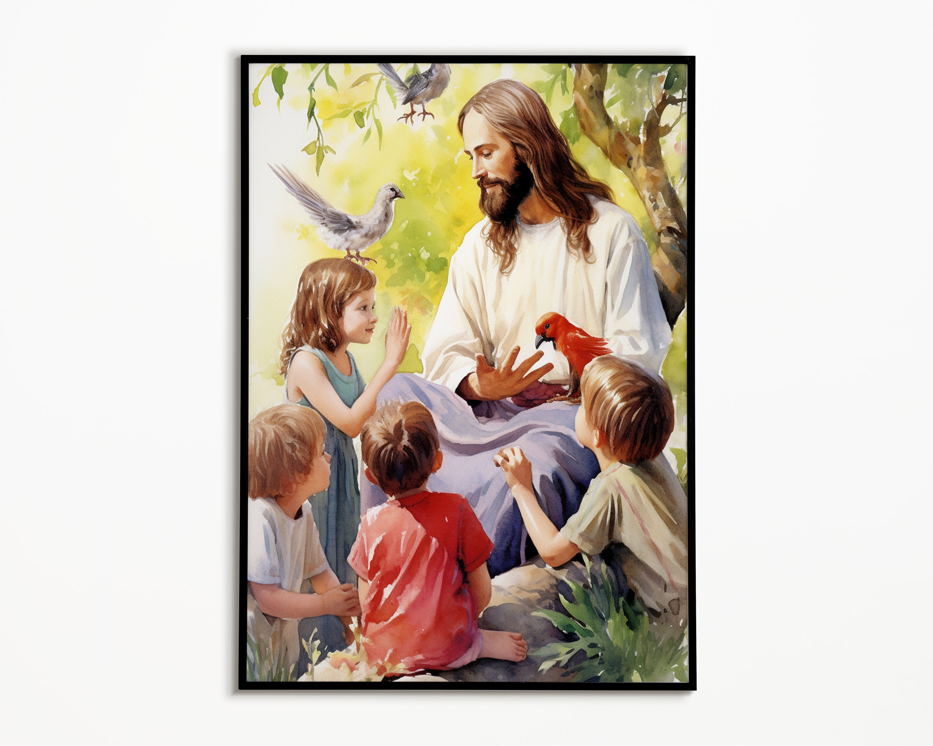 Jesus With Kids Printable Christian Wall Art Christian Gift Printable ...