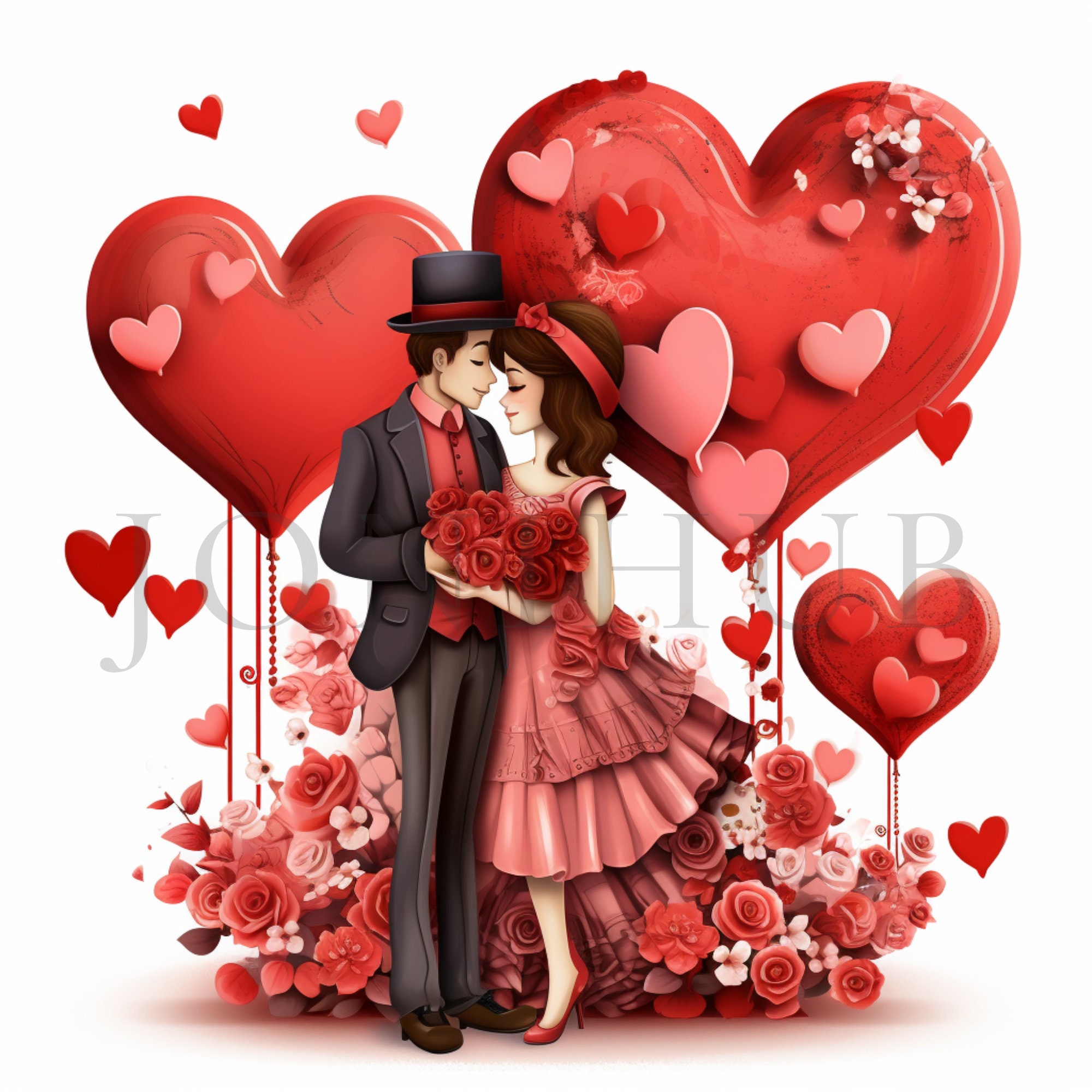 Valentines Day Couple Clipart, 10 High Quality Jpgs, Valentines Day ...