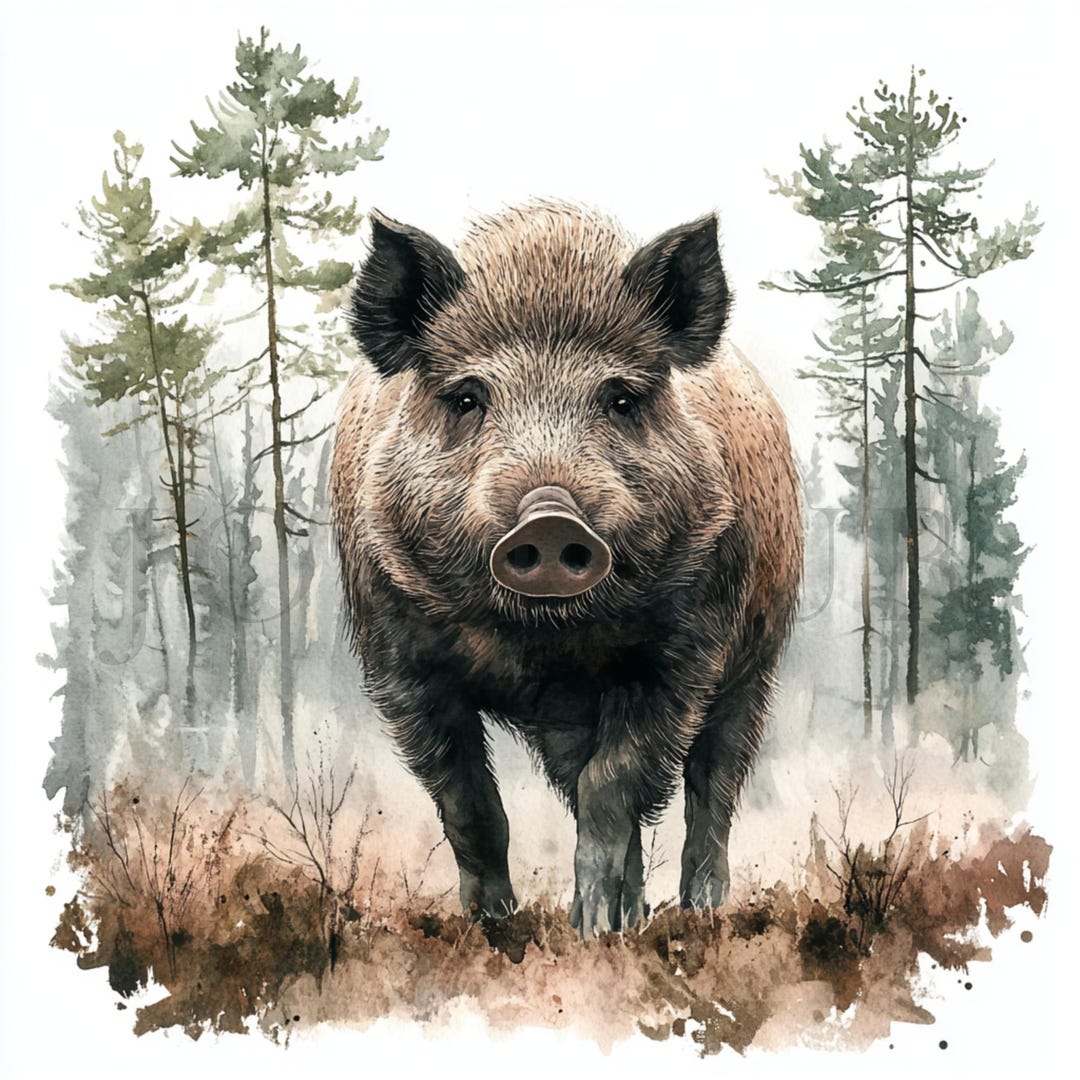 Wild Boar in Forest Clipart | 10 High Quality Jpgs | Digital Download ...