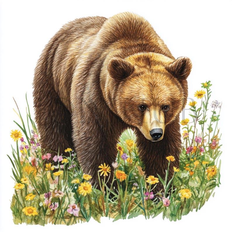Bear in a Meadow Clipart | 10 High Quality Jpg's | Digital Download ...