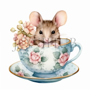 Mice in a Teacup Clipart | 10 High Quality Jpg's | Digital Download ...