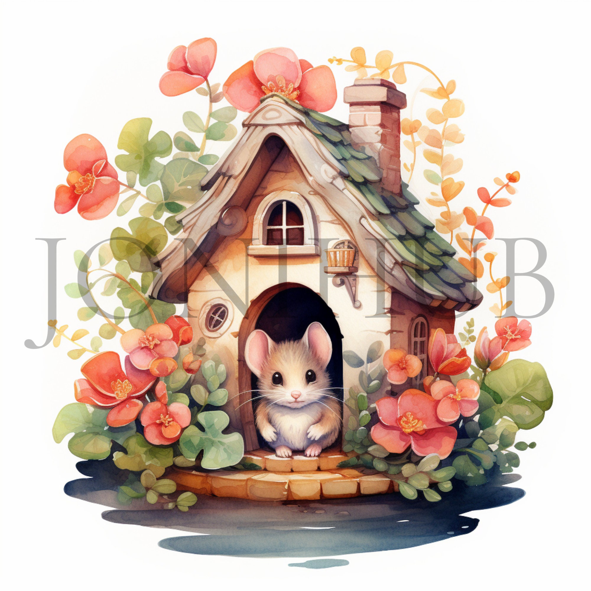 Watercolor Mouse House Clipart 10 High Quality Jpg's Digital Download ...