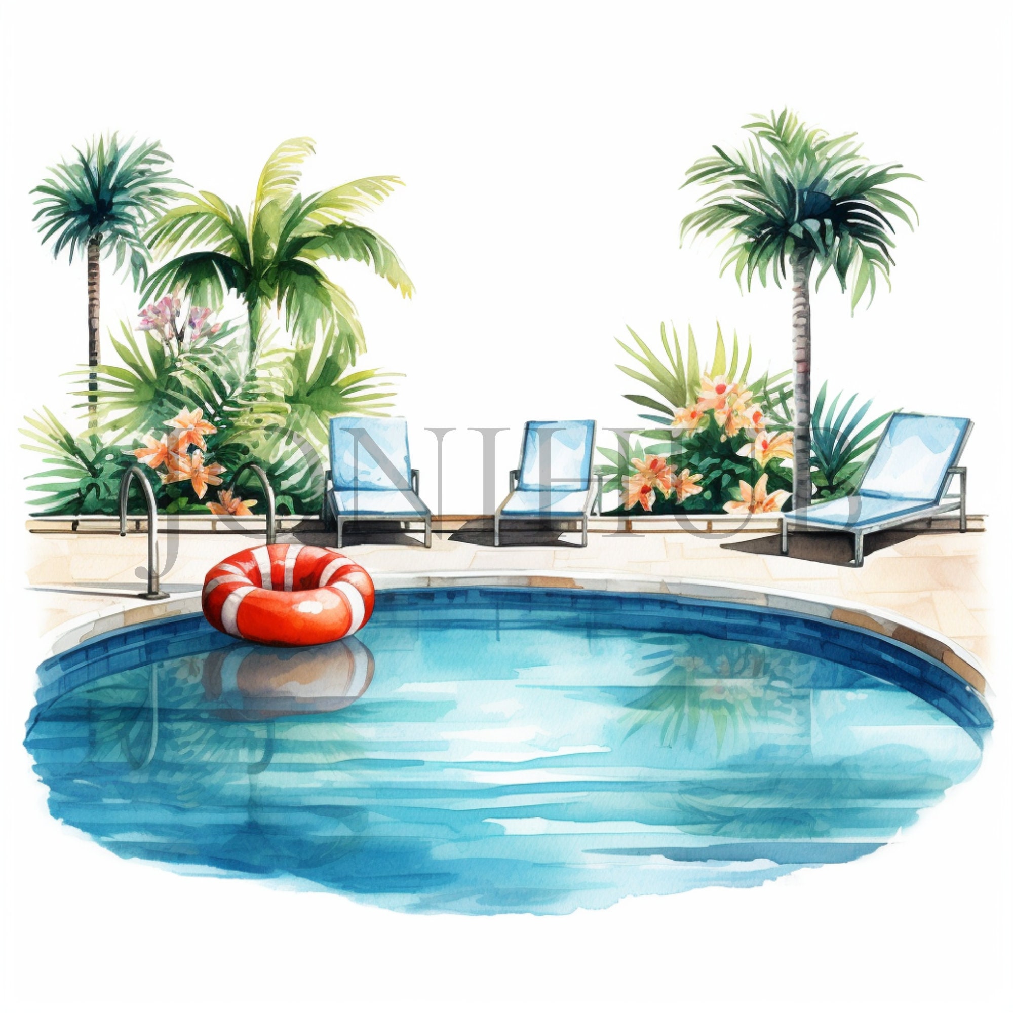 Summer Pool Clipart 10 High Quality Jpg's Digital Download Water Pool ...