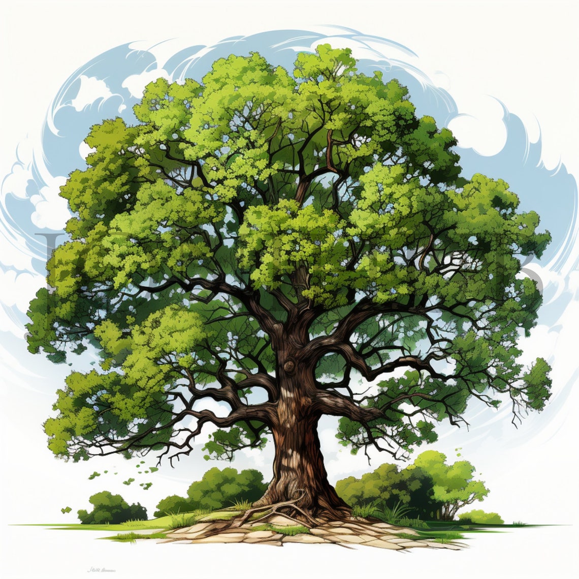 Oak Trees Clipart 10 High Quality Jpg's Digital Download Tree Graphics ...