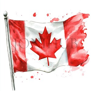 Watercolor Canadian Flag Clipart 10 High Quality Jpg's Digital Download ...