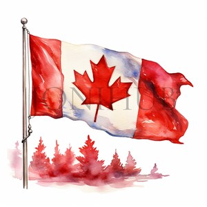 Watercolor Canadian Flag Clipart 10 High Quality Jpg's Digital Download ...