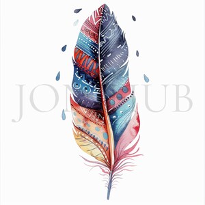 Boho Feather Clipart | 10 High Quality Jpgs | Digital Download | Card ...
