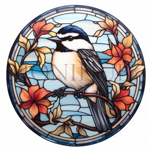 Stained Glass Chickadee | 10 High Quality Jpg's | Digital Download ...